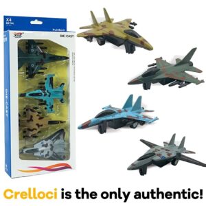 UiiQ Pull Back Airplane Toy Set Die Cast Metal Military Themed Fighter Jets, Good for Kids Toy Set Collection - 4 Pcs (Blue)