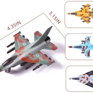 UiiQ Pull Back Airplane Toy Set Die Cast Metal Military Themed Fighter Jets, Good for Kids Toy Set Collection - 4 Pcs (Blue)