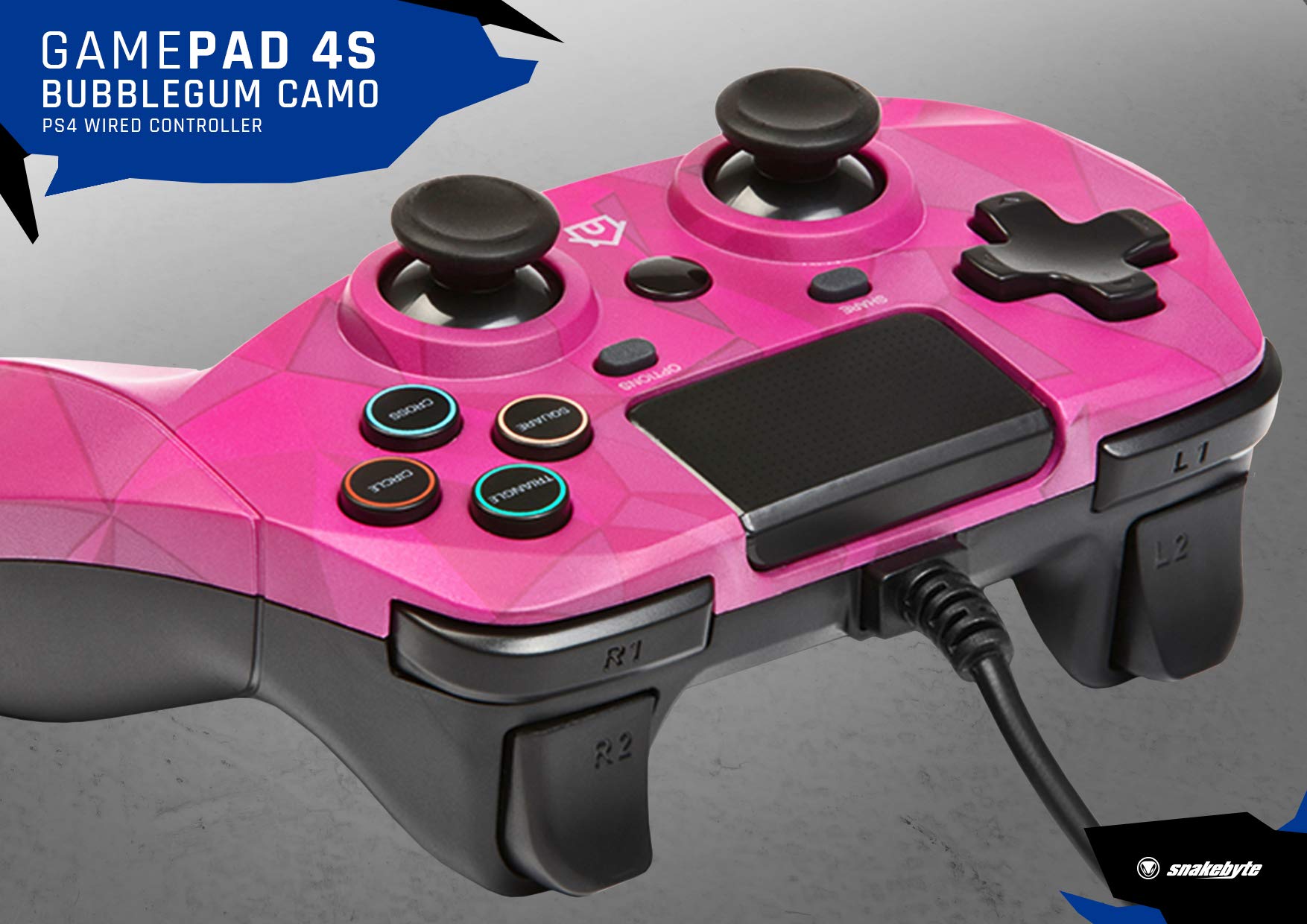 snakebyte GamePad S Wired (Bubblegum Camo) - compatible with PS4