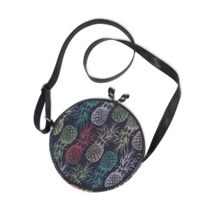 alaza pineapples round crossbody bag canvas purse messenger bag