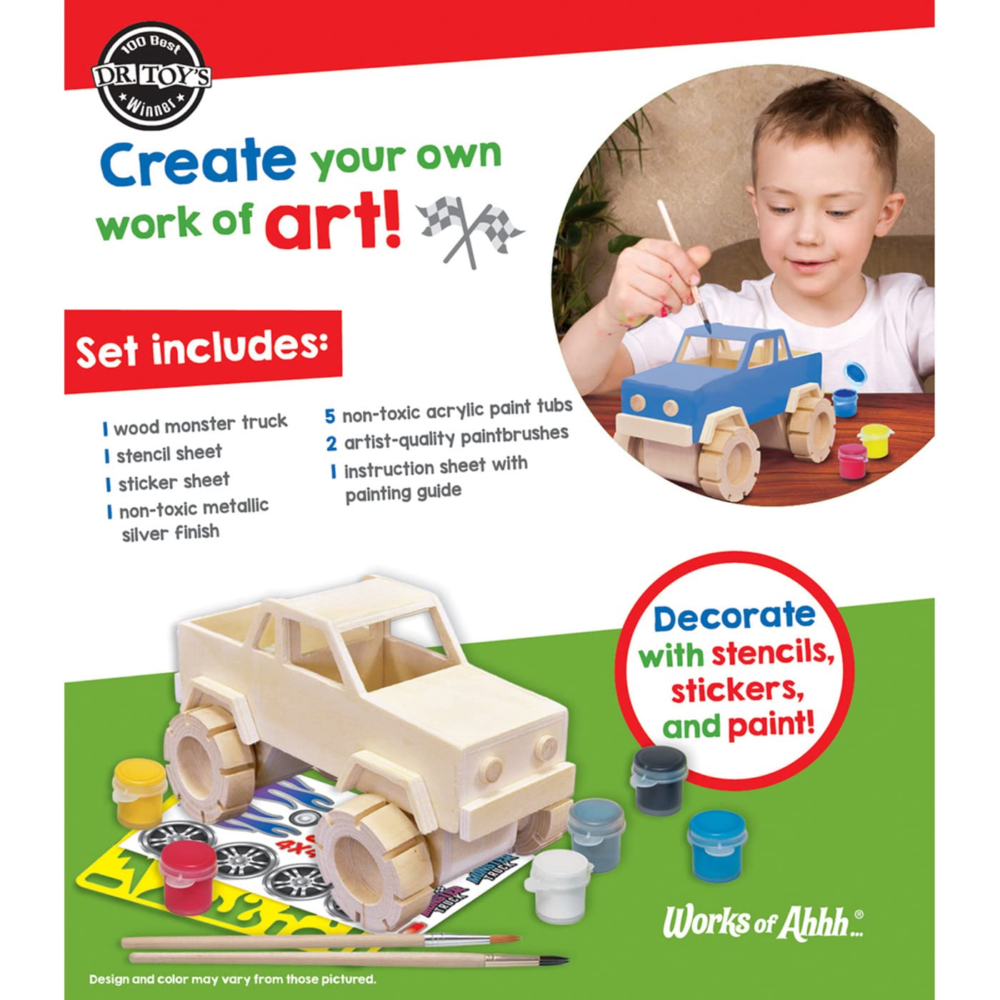 Works of Ahhh... Craft Set - Monster Truck Premium Wood Paint Kit