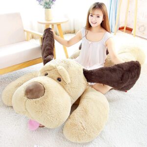 morismos giant stuffed dog animal, huge stuffed dog plush,soft large stuffed dog pillow for kids,girls, boys, 51 inch