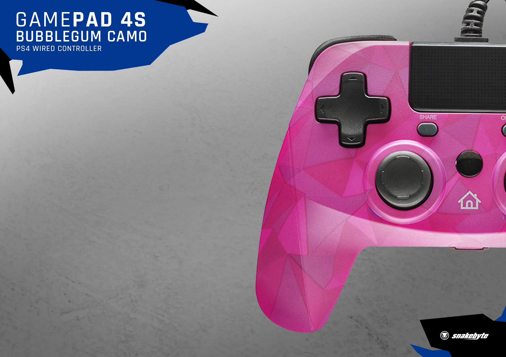 snakebyte GamePad S Wired (Bubblegum Camo) - compatible with PS4