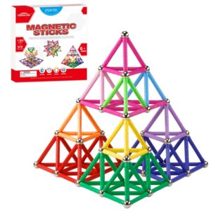 monilon 160 pcs magnet building sticks kids toys, lengthen magnetic construction building blocks set 3d brain training learning educational diy stem toys