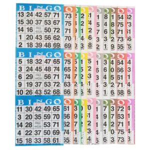 american games bingo paper game cards – 3 card – 10 bingo sheets – 100 books – 10 colors, made in usa