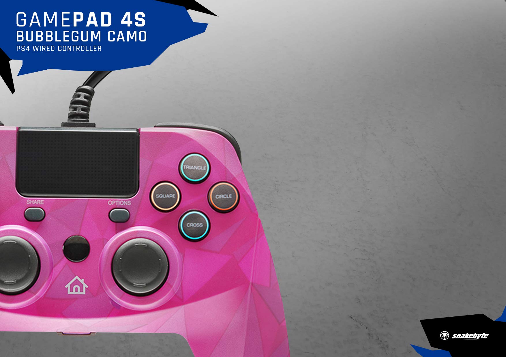 snakebyte GamePad S Wired (Bubblegum Camo) - compatible with PS4