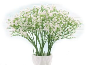 baby breath, gypsophila artificial fake silk plants, real touch flowers diy home garden for wedding party decoration, idea present for thanksgiving, halloween, christmas, new year (white), 10pcs