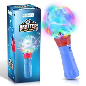 artcreativity light up spinning wand for kids – led spinning light up toy with flashing lights – fun light spinner toy for parties, birthdays, classroom prizes, and gifts – batteries included