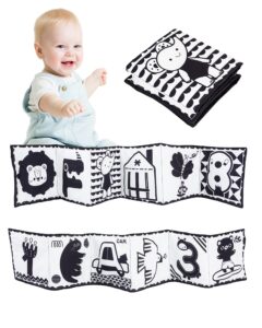 high contrast baby toys, infant tummy time cloth book crib toys, black and white baby soft book for infants boys and girls early education