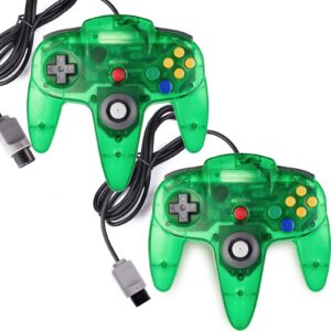 2 pack classic controller for n64 gaming, miadore wired retro game pad joystick remote joypad for n64 video game system n64 console - jungle green