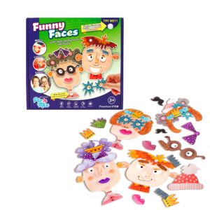 funny faces games for 3+ year olds girls, board games for toddler age 3-5, 58 piece - kids memory matching game for 2 to 4 players, crafts for kids, preschool activities, speech therapy materials