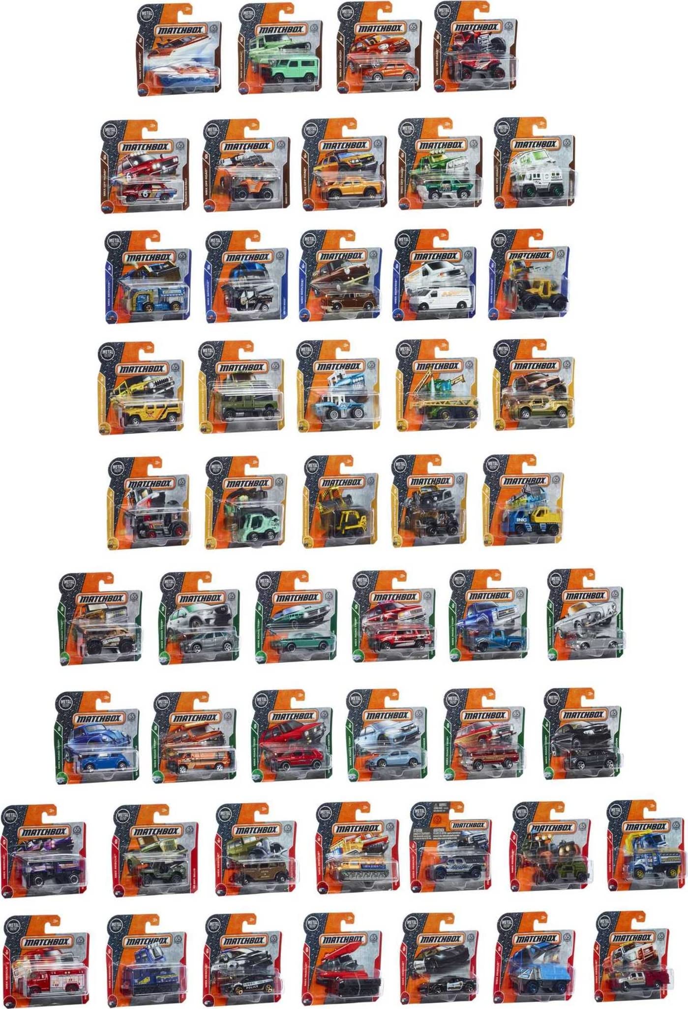 Matchbox Cars, 50-Pack Toy Cars, Construction or Garbage Trucks, Rescue Vehicles or Airplanes in 1:64 Scale (Styles May Vary)