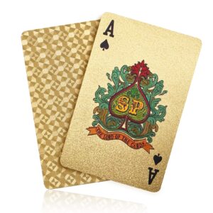 acelion waterproof playing cards, plastic playing cards, deck of cards, gift poker cards (gold)