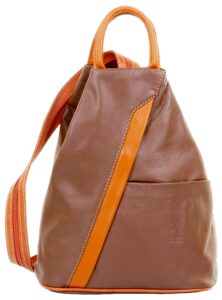 primo sacchi italian soft leather dark taupe tan top handle shoulder bag rucksack backpack purse