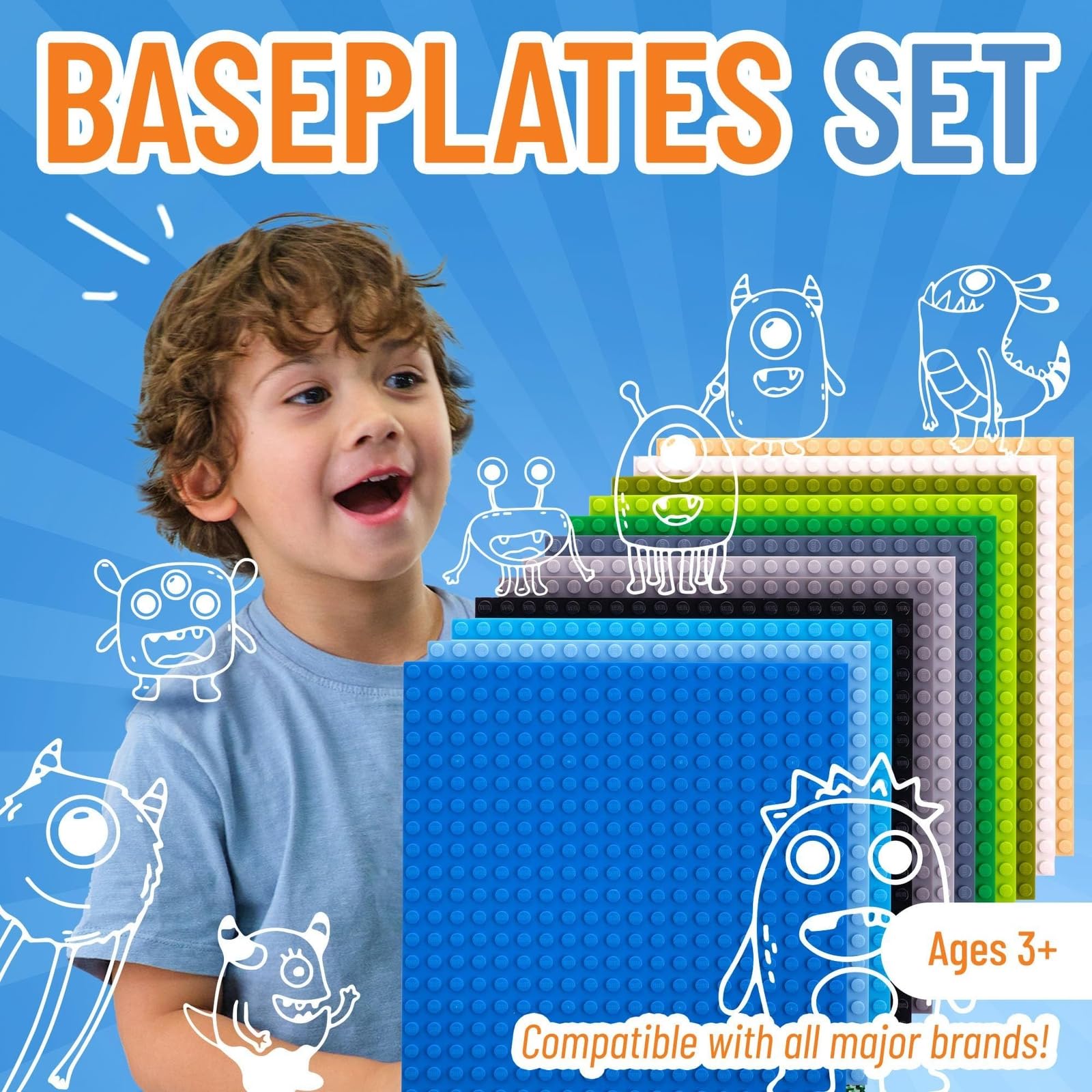 Strictly Briks Compatible with Lego 12 Pack Classic Stackable Baseplates 6x6, for Building Brick Base Plates 20x20 Studs Plates - Building Baseplate Stackable for Top & Bottom Sides, 12 Nature Colors