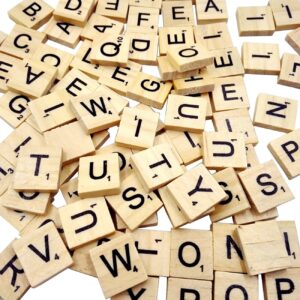 sunnyglade 500pcs wood letter tiles/wooden scrabble tiles a-z capital letters for crafts, pendants, spelling