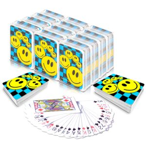 gamie mini smile playing cards deck - pack of 12-2.5 inches tall - blue checkerboard background - poker-casino cards - carnival prize, party favor and gift idea for kids ages 3+