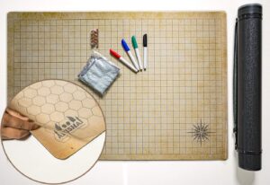 rpg battle grid mat - 24" x 36" high quality double sided neoprene mat plus dry erase pvc film - table top role playing map - dnd role play - dungeons and dragons maps tiles - tabletop gaming mat