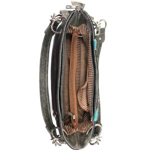 Justin West Concealed Carry Western Tritone Fringe Weaving Buckle Longhorn Star Turquoise Embroidered Laser Cut Handbag Purse CrossBody Messenger Trifold Wallet (Purple Handbag & Wallet Set)