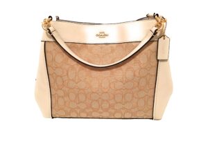 coach 29548 small lexy jacquard shoulder bag handbag light, khaki chalk 2