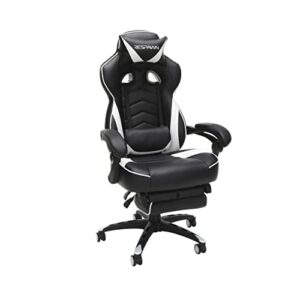 respawn 110 ergonomic gaming chair with footrest recliner - racing style high back pc computer desk office chair - 360 swivel, adjustable lumbar support, headrest pillow, padded armrests - 2019 white