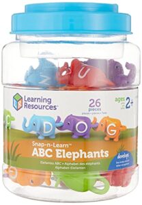 learning resources snap-n-learn abc elephants, educational toys, alphabet elephant toy, fine motor toys, counting and sorting toys, ages 2+