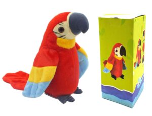 talking parrot plush toy, repeat what you say funny kids stuffed toys, birthday gift kids early learning animal toy electronic toy