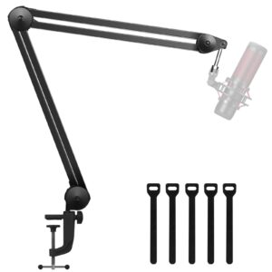 innogear microphone arm stand, heavy duty mic arm microphone stand suspension scissor boom stands with mic clip and cable ties for blue yeti snowball hyper x quadcast solocast fifine gaming(large)