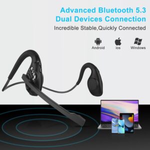 iDIGMALL Trucker Bluetooth 5.0 Headset for Cell Phones, Wireless Headphones w/Mic, Noise Cancelling Office Headset w/Charging Base for PC Laptop Call Center Skype (Black)…