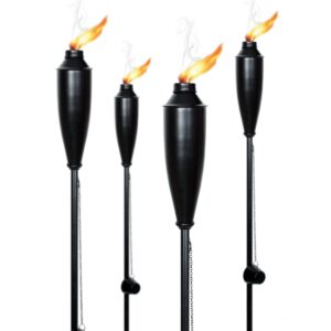 garden torches for outside - deco home pack of 4 metal garden torches citronella for outdoor ambiance - decorative and functional citronella torches for patio, lawn, and backyard-black