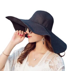 women's ridge wide floppy brim summer hat large brimmed garden beach sun hat big summer sun hat straw cap party garden travel black