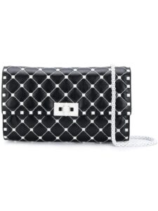 valentino black white italy rockstud matelassé leather clutch bag new