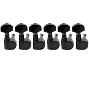 musiclily pro 6-in-line 15:1 ratio 2-pin full sealed machine heads tuners tuning pegs keys with hex button for sq strat tele style electric guitar, black