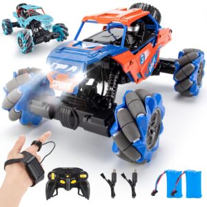 tadozic 1:14 scale 4wd metal remote control car, 360° rotating hand gesture sensor control monster truck all terrains rc car vehicle stunt car with rechargeable batteries gift for boys kids and adults