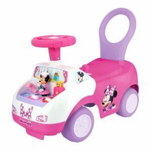 kiddieland disney: minnie mouse happy kitchen activity ride-on - lights & sounds, foot to floor, kids car, push & pull, ages 12-36 months, 23 x 11 x 17.5 inches, pink