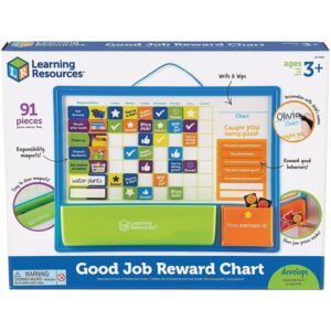 learning resources good job reward chart - 91 piece set, ages 3+ custom magnetic chore and responsibility chart for kids, chore magnets for toddlers, kids job chart