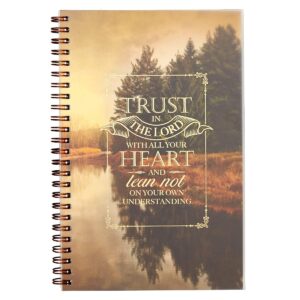 christian art gifts notebook trust in the lord proverbs 3:5 bible verse inspirational writing notebook gratitude prayer journal flexible pvc cardstock cover 128 ruled pages w/scripture, 6 x 8.5 inches