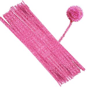 carykon 100 pcs 12 inch iridescent sparkly tinsel stems pipe cleaners (pink)