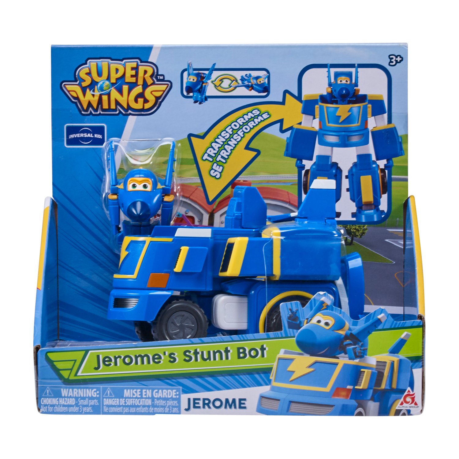 Super Wings - – Jerome’S Stunt Bot | Transforming Toy Vehicle Set | Includes Transform-A-Bot Jerome Figure | 2" Scale