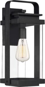 quoizel exh8408ek restoration one light outdoor wall lantern from exhibit collection finish, earth black