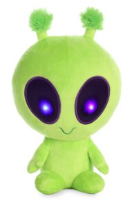 aurora® interstellar galactic cuties™ twitch light up alien stuffed animal - cosmic companions - illuminating fun - green 8 inches