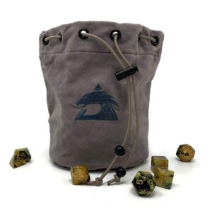 dundra multipocket dice bag - dnd velvet pouch - large dice bags for d&d with pockets - soft case for rpg dice storage - drawstring pouches for role playing games dice set - polyhedral dice bag (grey)