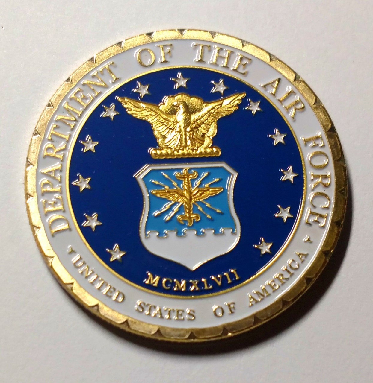 USAF Air Force Security Forces Police Officer Colorized Challenge Art Coin