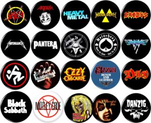 heavy metal 20 new 1" inch (25mm) button pin badge