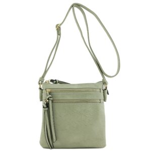 functional multi zip pocket crossbody bag (grey)