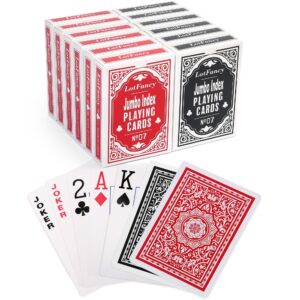 lotfancy playing cards, large print, 12 decks of cards (6 black 6 red), jumbo index, poker size, for texas hold'em, blackjack, euchre cards games