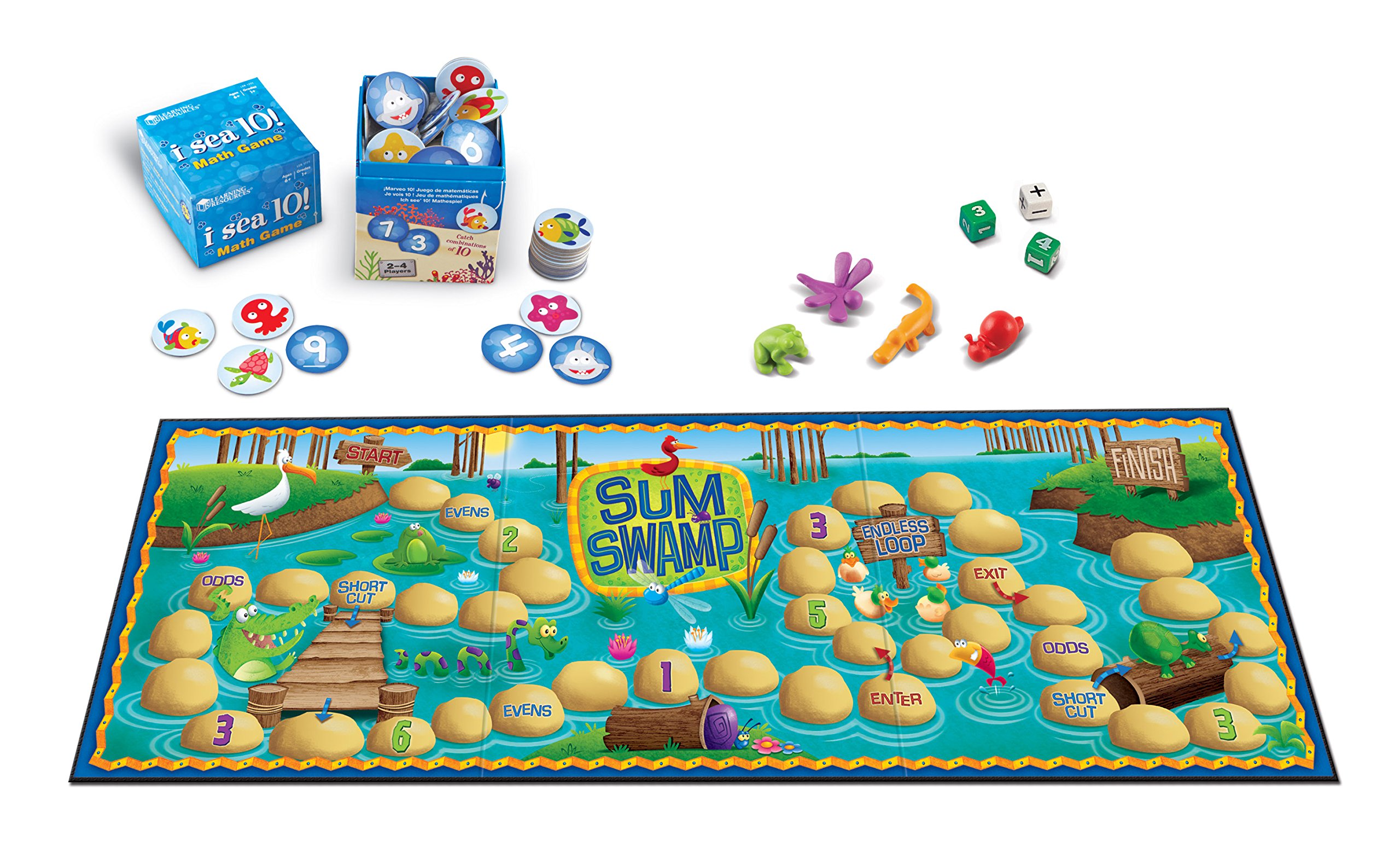 Learning Resources Math Adventure Pack, Sum Swamp & I Sea 10 Games, Stem Math Skills, Ages 5+