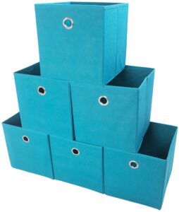 amelitory storage bins foldable cube organizer fabric drawer set of 6 lake blue