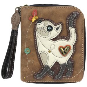 chala slim cat zip-around wristlet wallet - cat lover gift