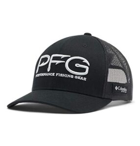 columbia standard pfg hooks mesh snap back-high crown, black, one size